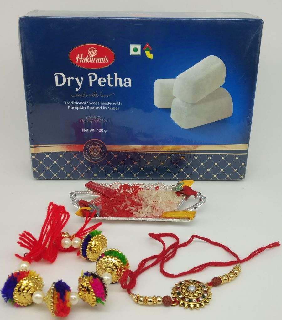 Bhaiya Bhabhi Cangan Design Rakhi With Dry Petha - Best Shopping Onus